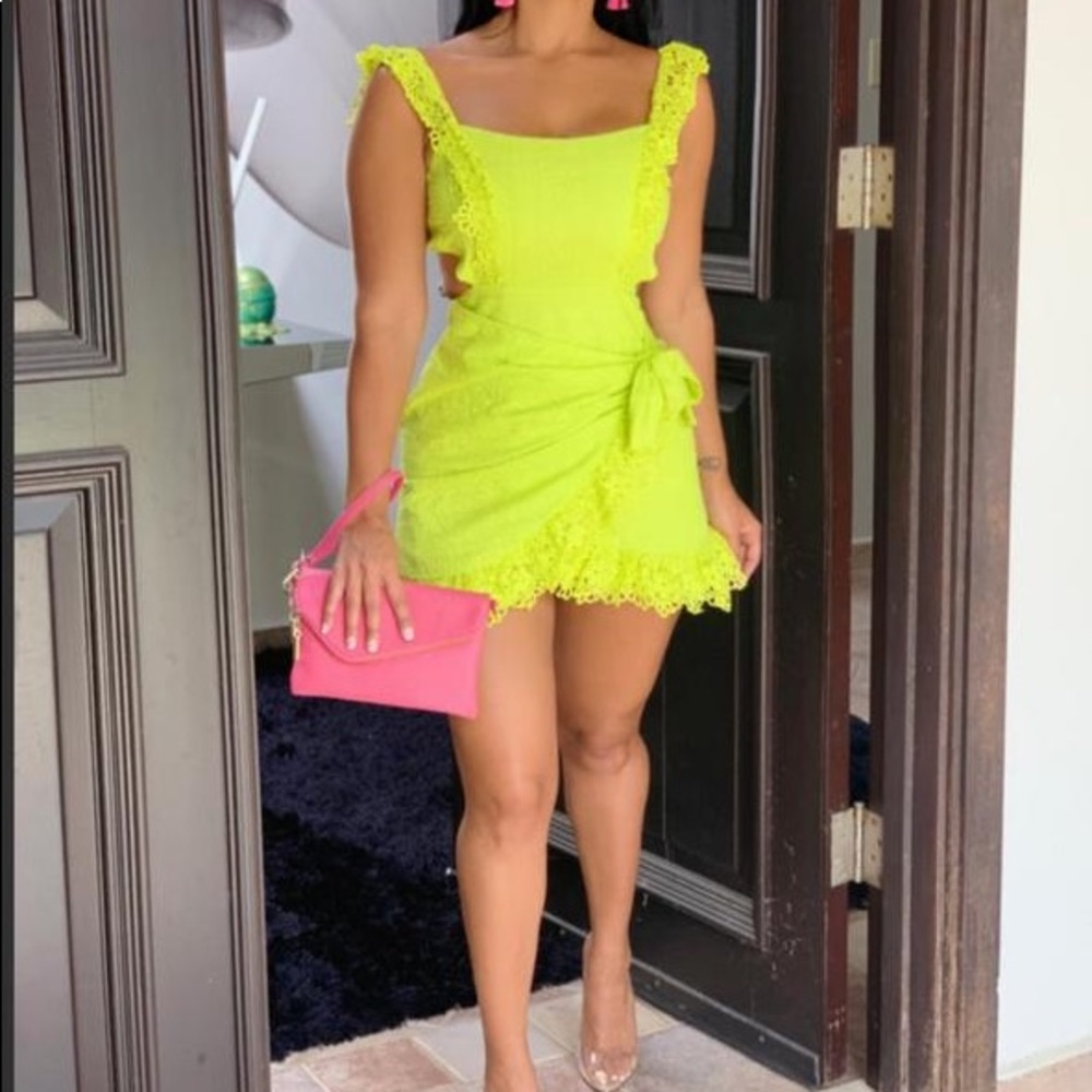 Green Neon Lace Dress - Gem
